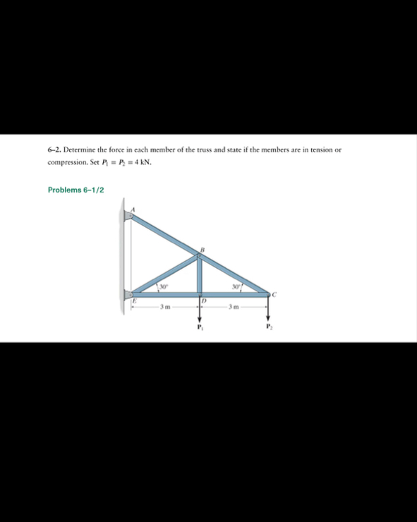 Solved 6-2. ﻿Determine the force in each member of the truss | Chegg.com