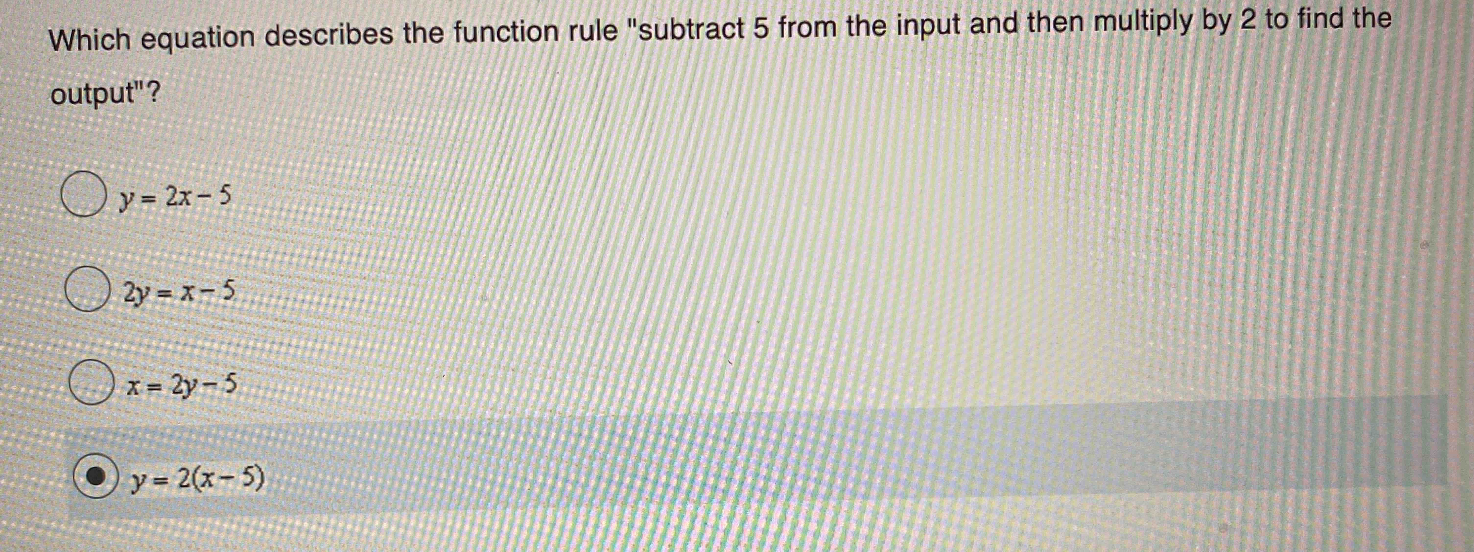 Solved Which equation describes the function rule "subtract | Chegg.com