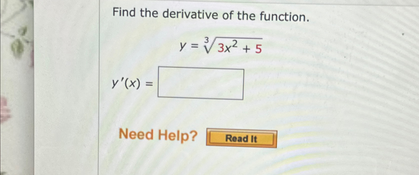 Solved Find the derivative of the | Chegg.com