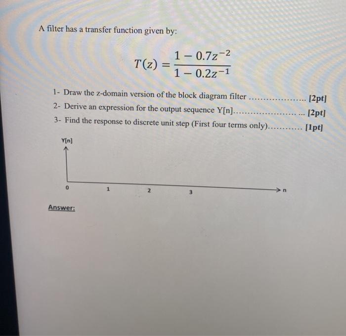 Solved A filter has a transfer function given by: | Chegg.com