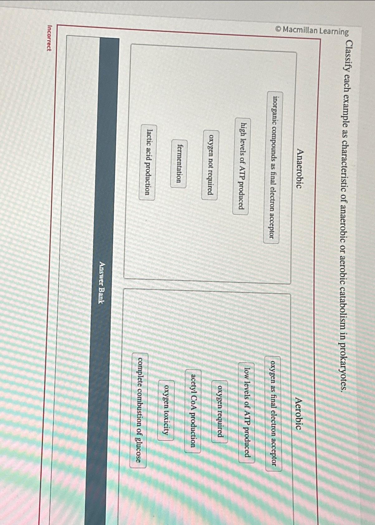 Solved Classify each example as characteristic of anaerobic | Chegg.com