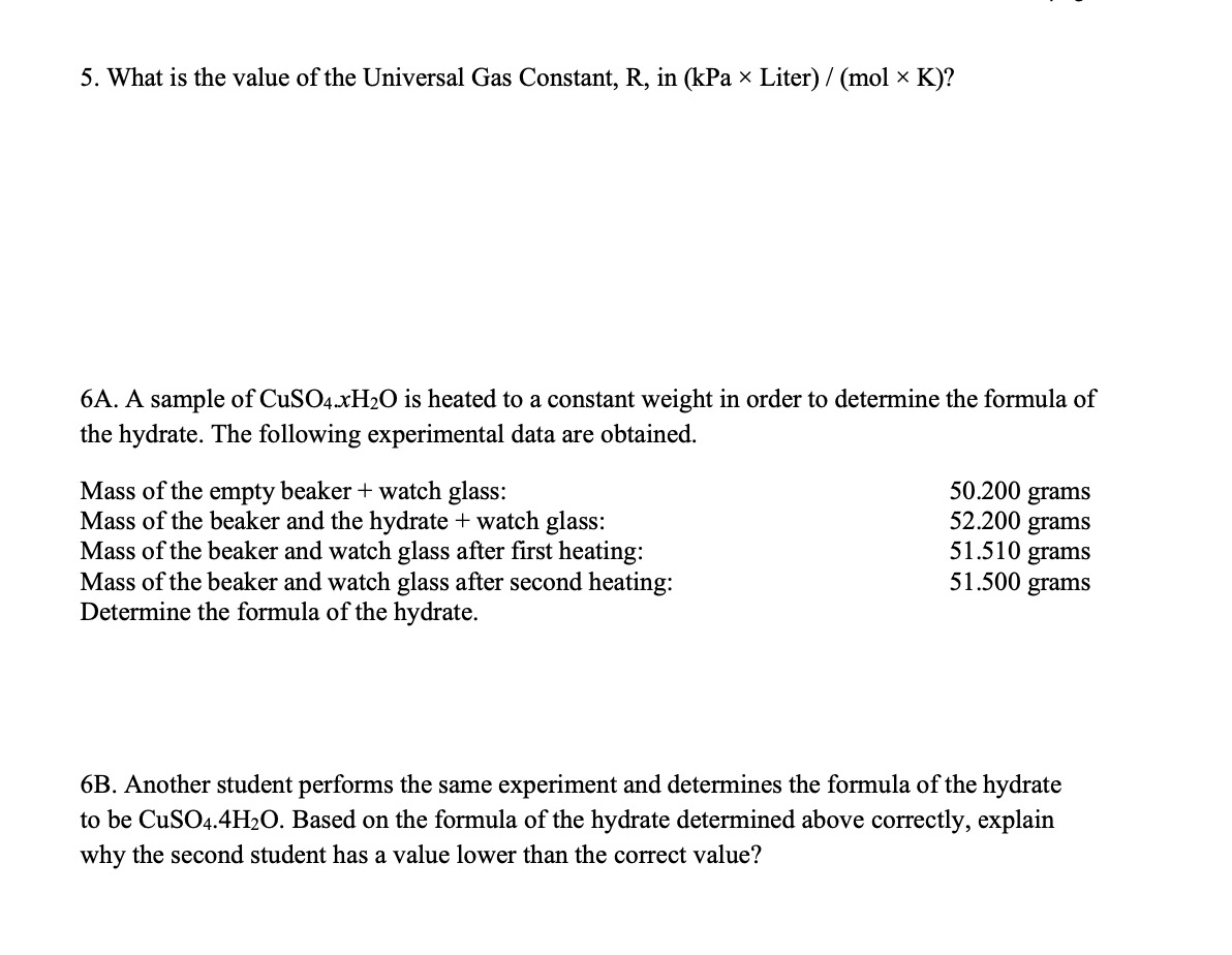 Solved What is the value of the Universal Gas Constant, R , | Chegg.com