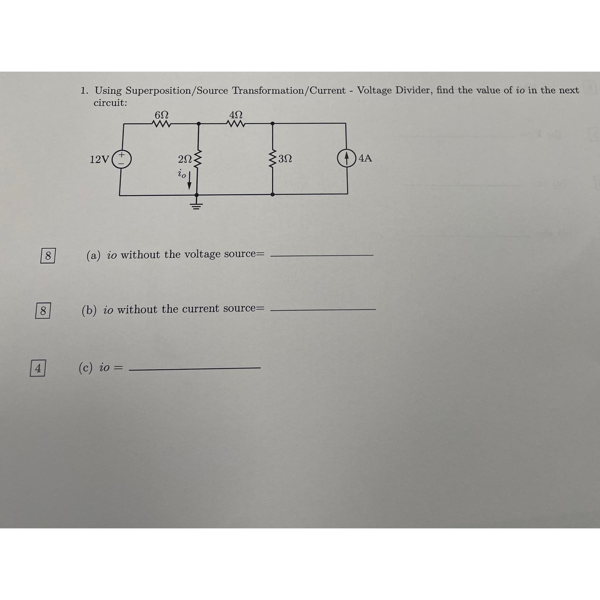 Solved Using Superposition/Source Transformation/Current - | Chegg.com