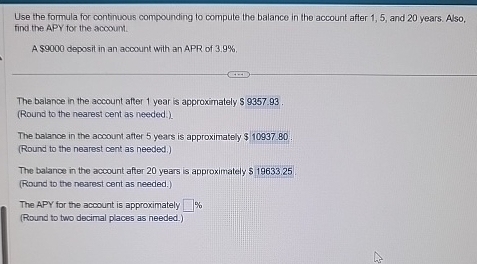 Solved Use the formula for continuous compounding to compute | Chegg.com