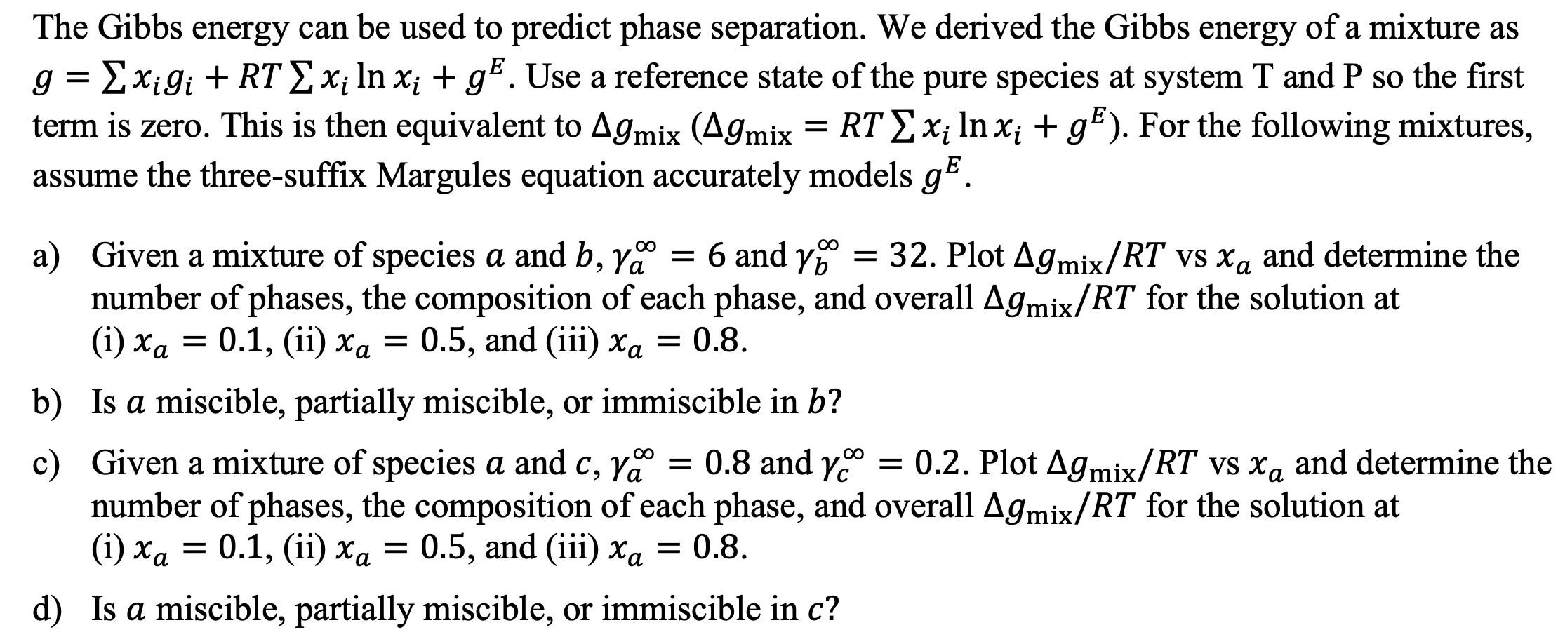 Solved The Gibbs energy can be used to predict phase | Chegg.com
