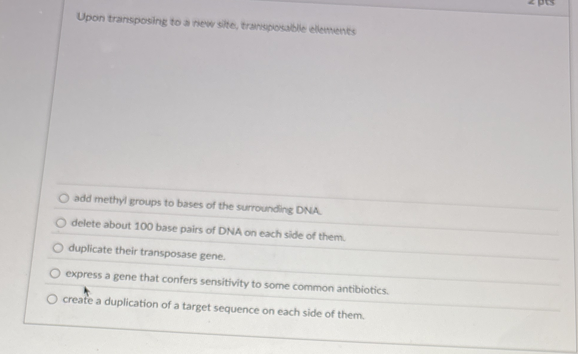 Solved Upon transposing to a new site, trankposable | Chegg.com