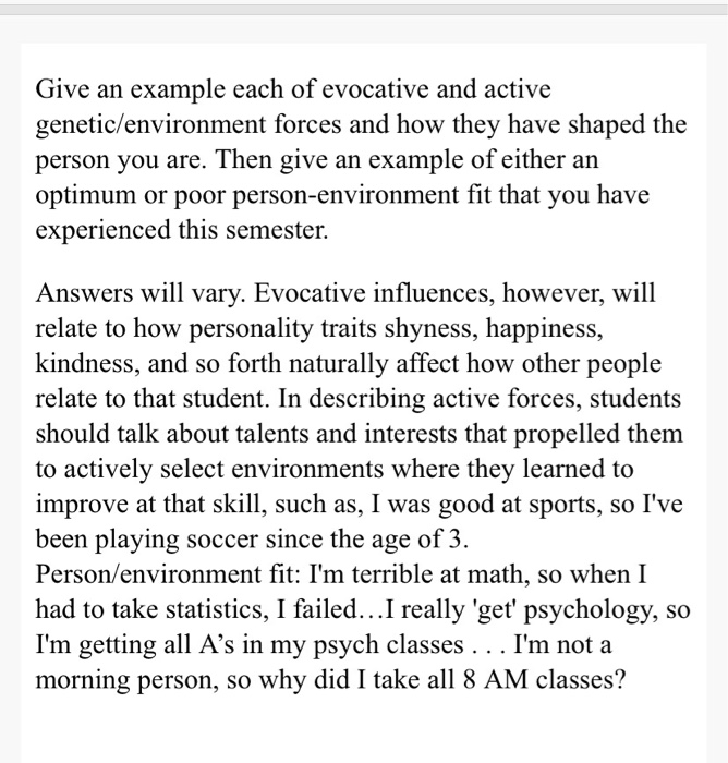 Solved Give an example each of evocative and active | Chegg.com