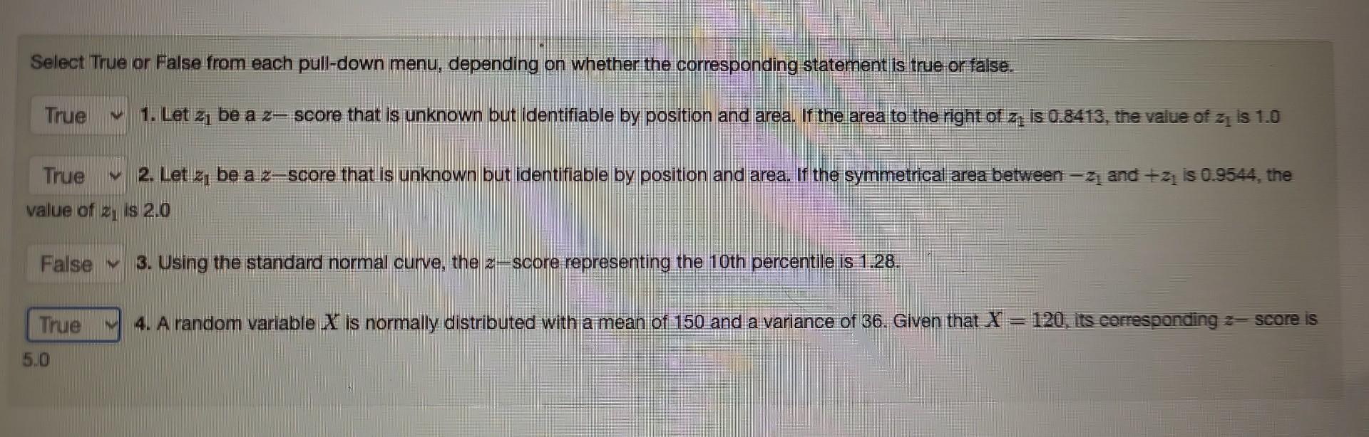 Solved Select True or False from each pull-down menu, | Chegg.com