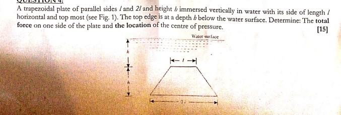 Solved A trapezoidal plate of parallel sides l and 2l and | Chegg.com