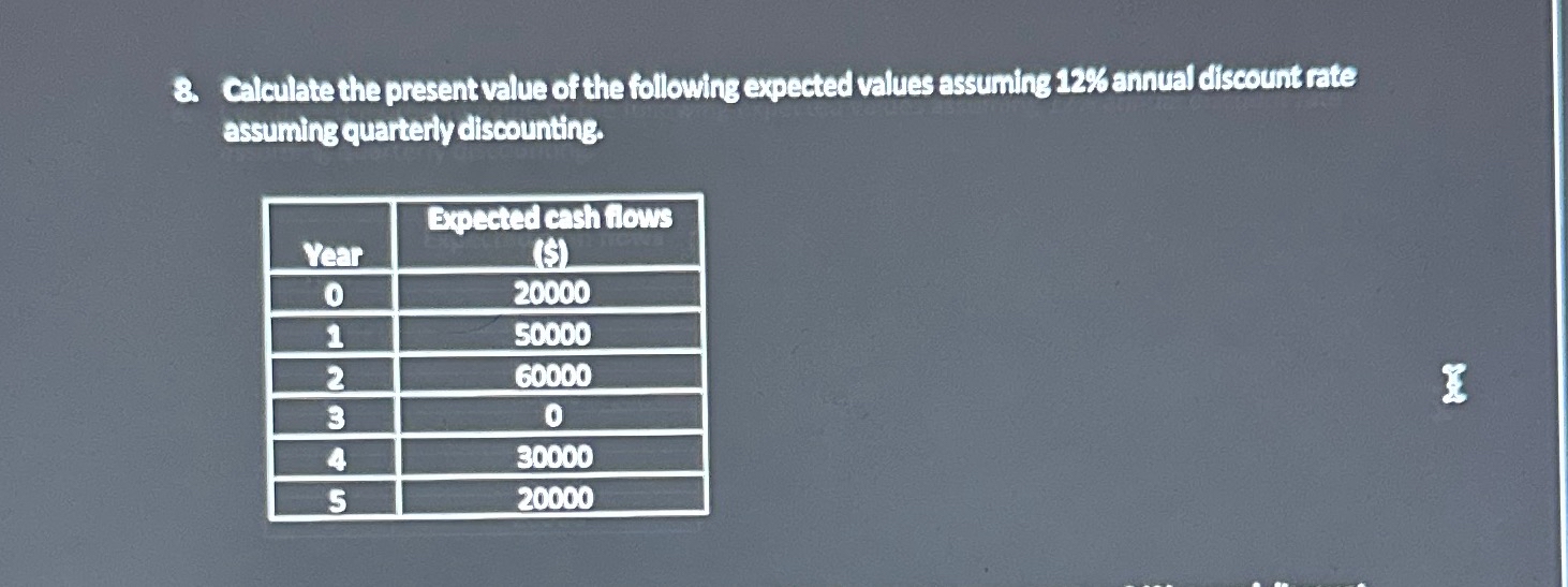 Solved Calculate the present value of the following expected | Chegg.com