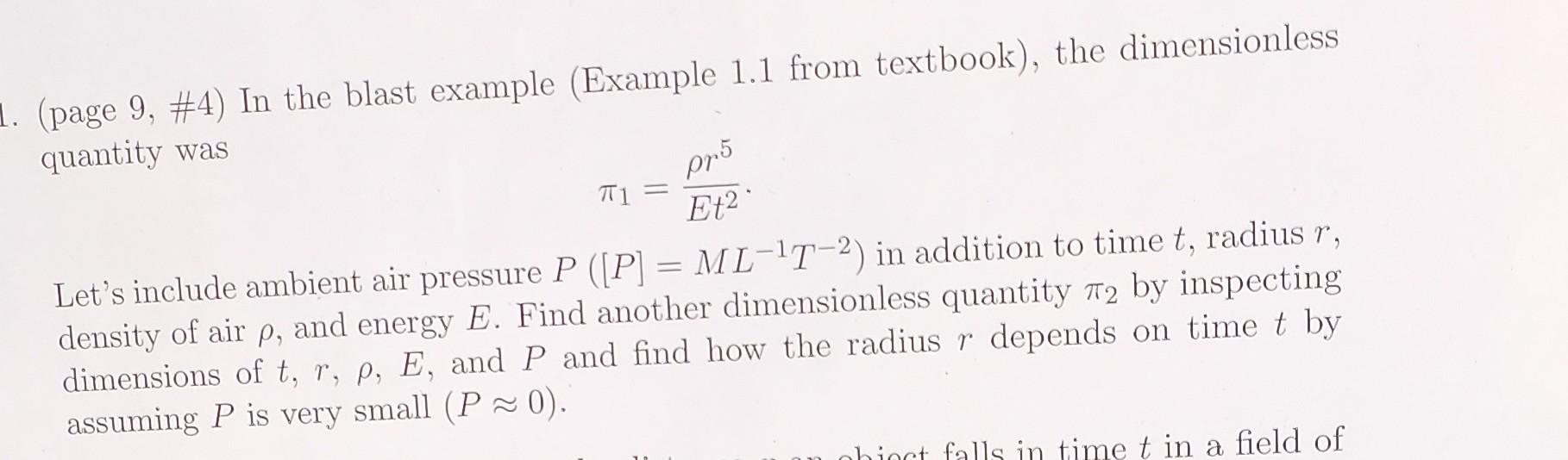 Solved mensional Methods (Blast problem) Example: | Chegg.com