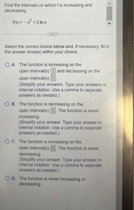 Solved Find the intervals on which f is increasing and | Chegg.com