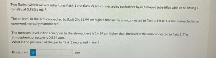 Solved Two flasks (which we will refer to as flask 1 and | Chegg.com