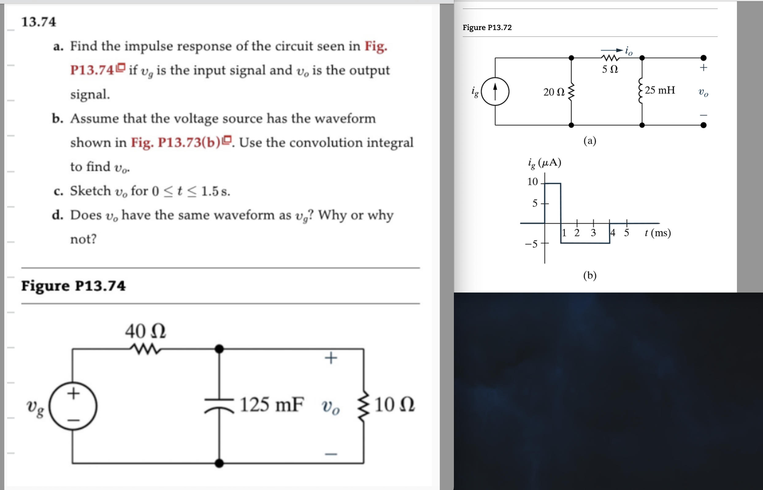13.74a. ﻿Find the impulse response of ﻿the circuit | Chegg.com