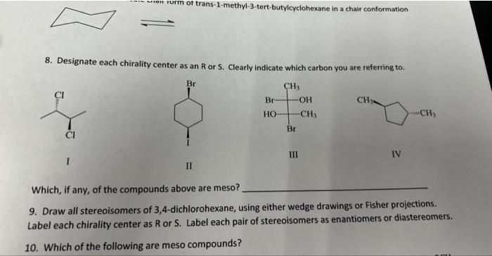 Solved 8. Designate each chirality center as an R or S. | Chegg.com