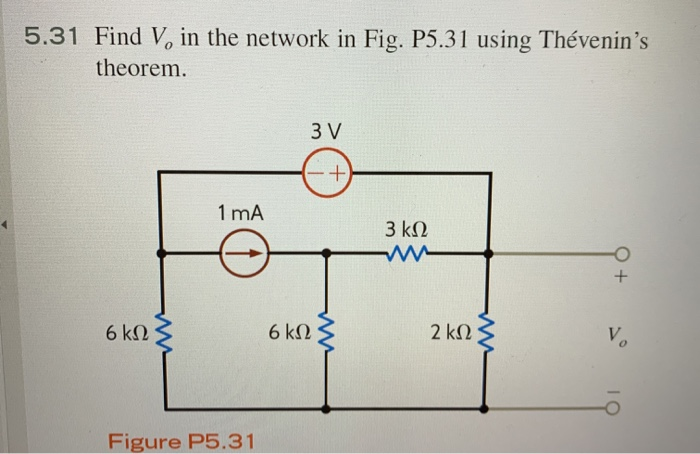 Solved 5.31 Find V. in the network in Fig. P5.31 using | Chegg.com