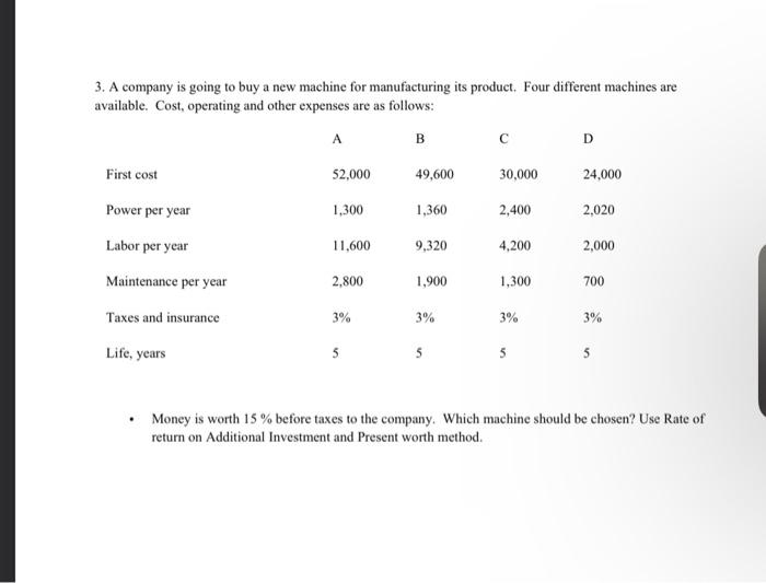 3. A company is going to buy a new machine for | Chegg.com