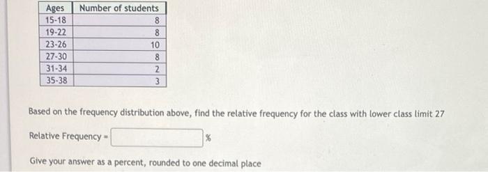 Solved Based on the frequency distribution above, find the | Chegg.com