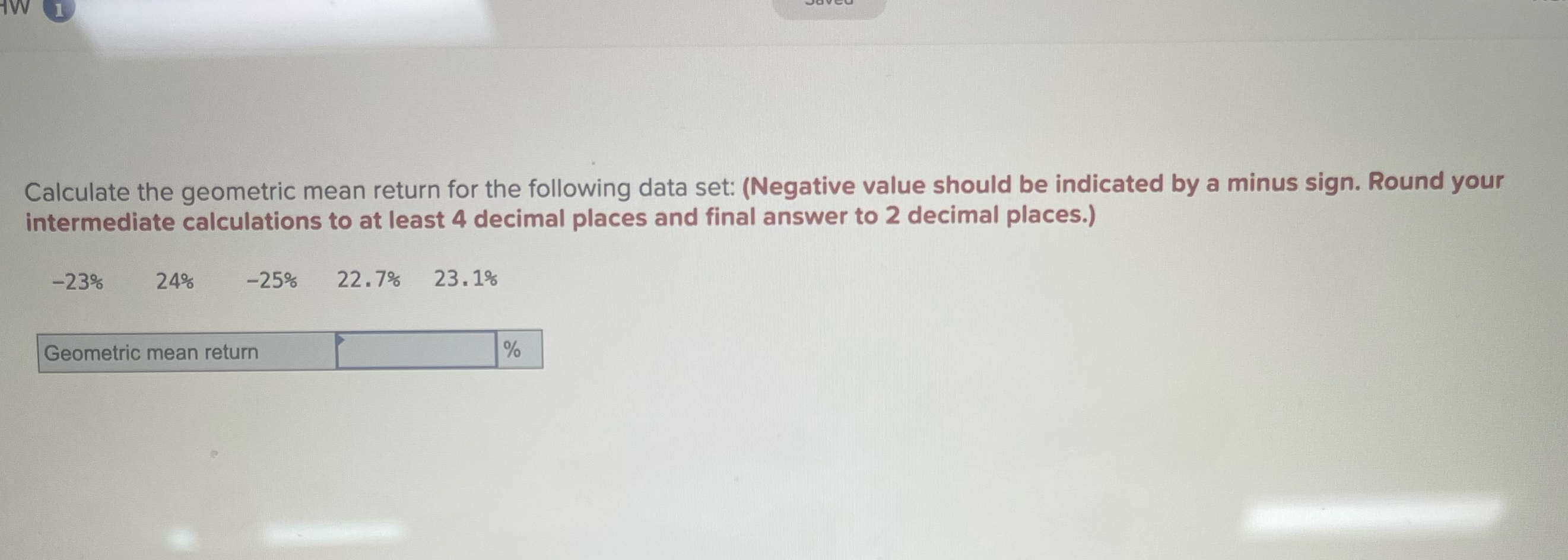 Solved Calculate the geometric mean return for the following | Chegg.com