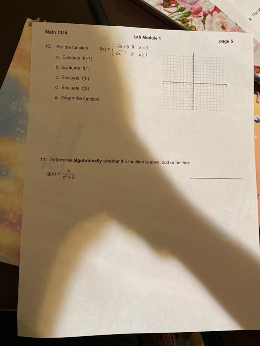 Solved 9 The Math 1314 Lab Module 1 page 5 10. For the | Chegg.com