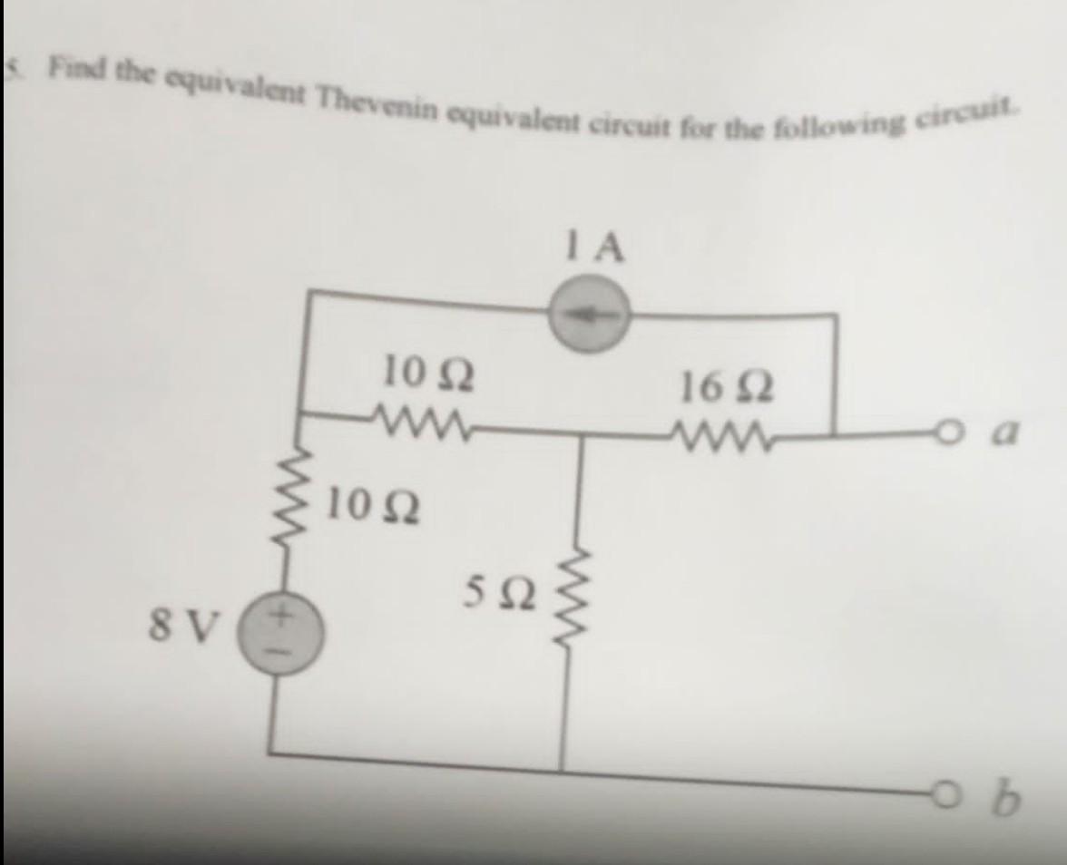 Solved Find the equivalent Thevenin equivalent circuit for | Chegg.com