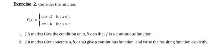 Solved Exercise 2. Consider the function f(x) = cos(x) for | Chegg.com
