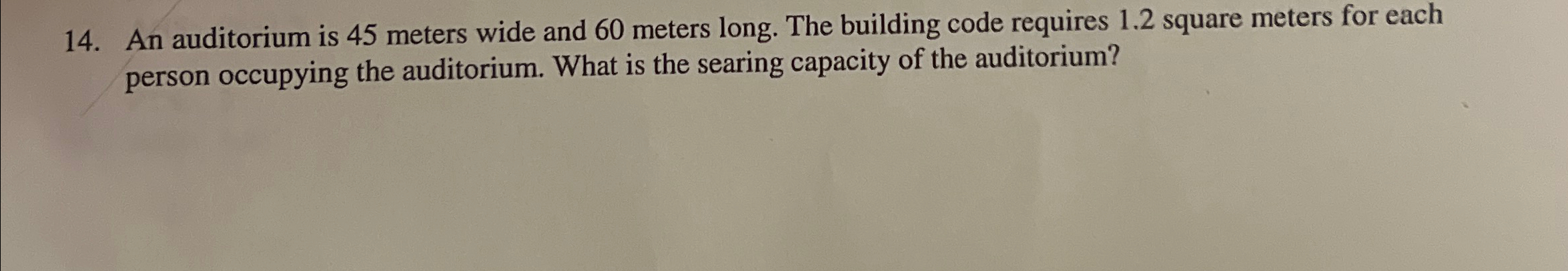 Solved An auditorium is 45 ﻿meters wide and 60 ﻿meters long. | Chegg.com