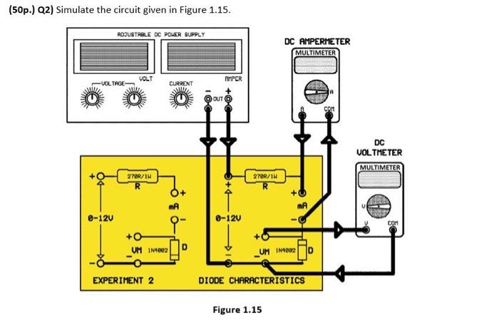 Solved (50p.) Q2) Simulate the circuit given in Figure 1.15. | Chegg.com