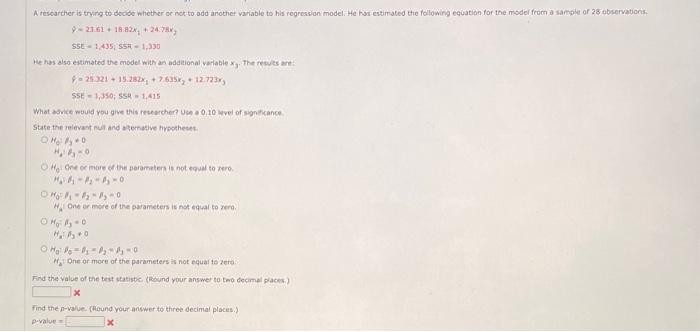 Solved A rescarcher is trying to docide whether oc eot to | Chegg.com