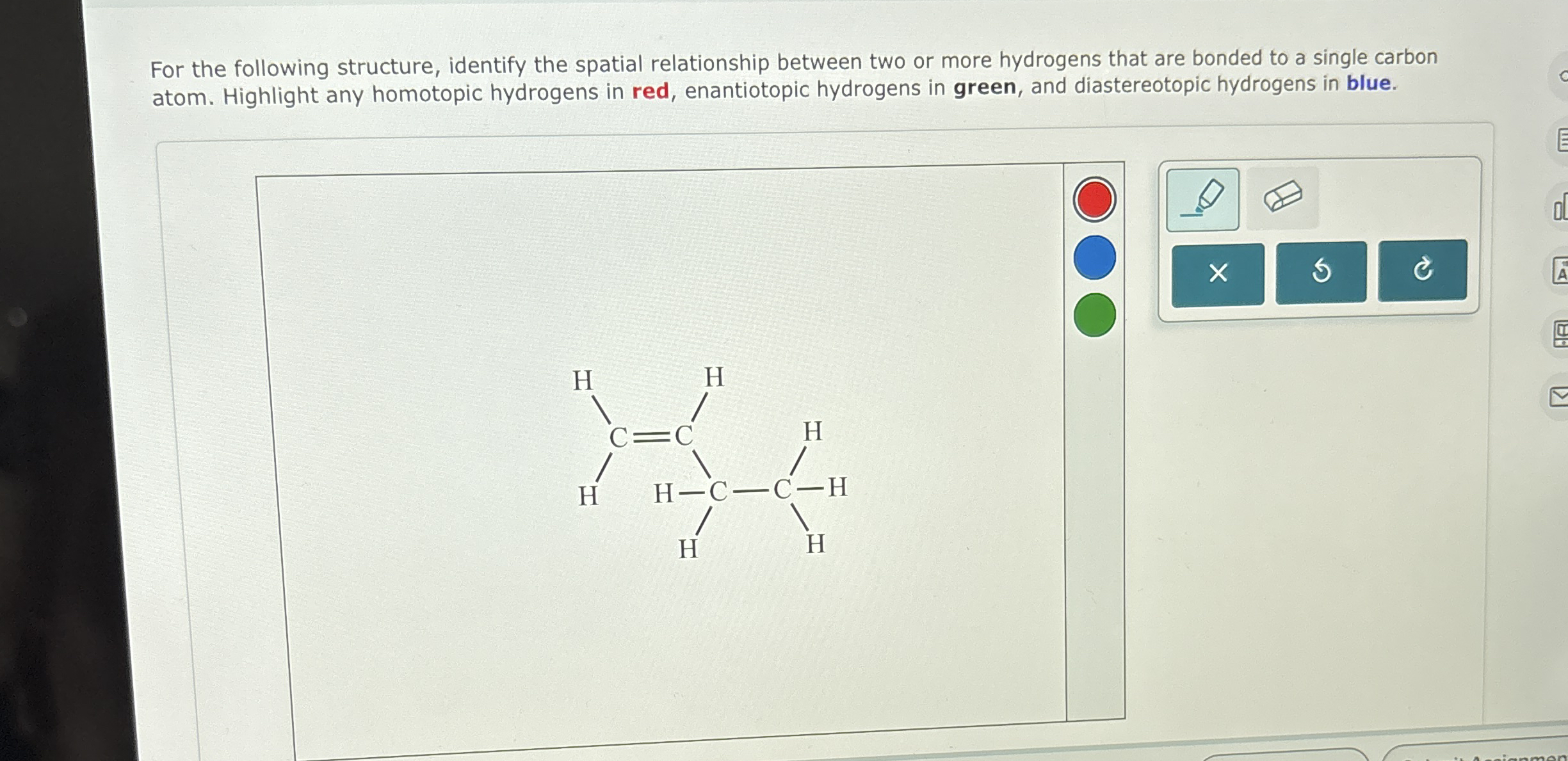 Solved For the following structure, identify the spatial | Chegg.com