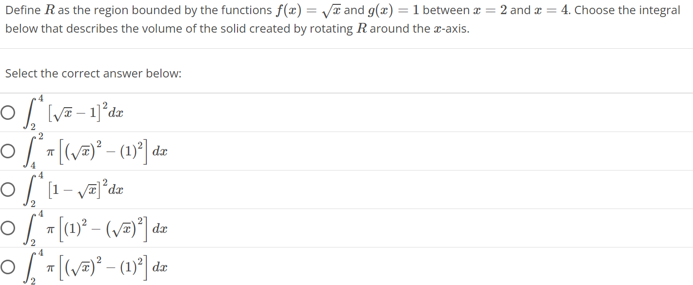 Solved Define Define R ﻿as the region bounded by the | Chegg.com
