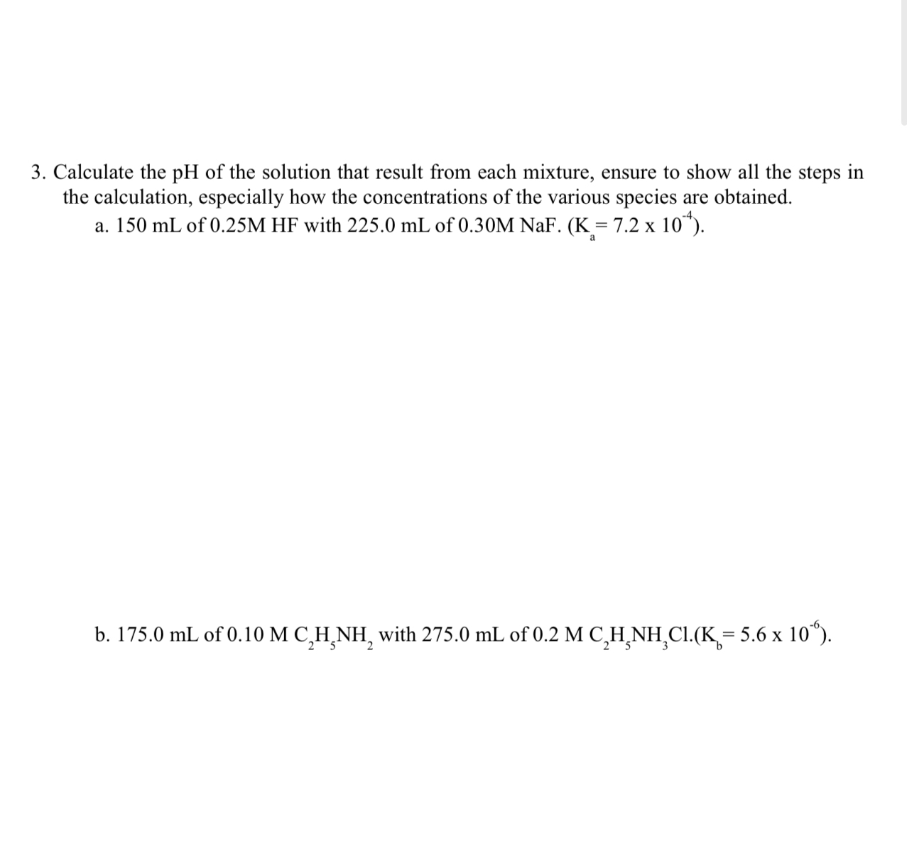 Solved Calculate the pH ﻿of the solution that result from | Chegg.com