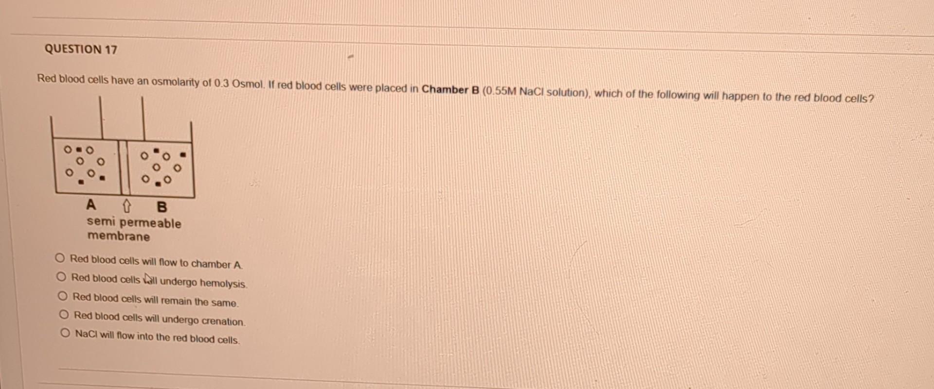 Solved Red blood cells have an osmolarity of 0.3 Osmol. If | Chegg.com