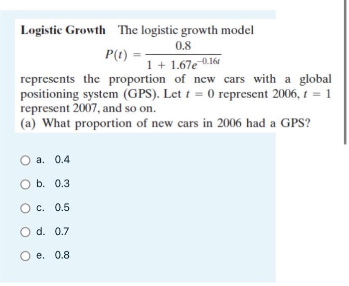 Solved Logistic Growth The logistic growth model | Chegg.com