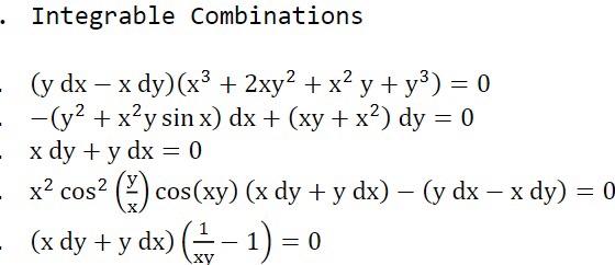 Solved Integrable Combinations (ydx−xdy)(x3+2xy2+x2y+y3)=0 | Chegg.com