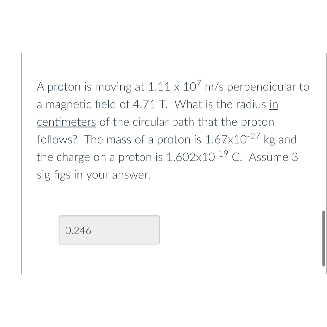Solved A proton is moving at 1.11×107ms ﻿perpendicular to a | Chegg.com