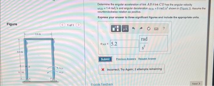 Solved Determine the angular acceleration of link AB i link | Chegg.com