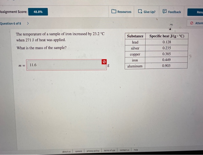 Solved Assignment Score: 48.8% Resources [ Give Up? Feedback | Chegg.com