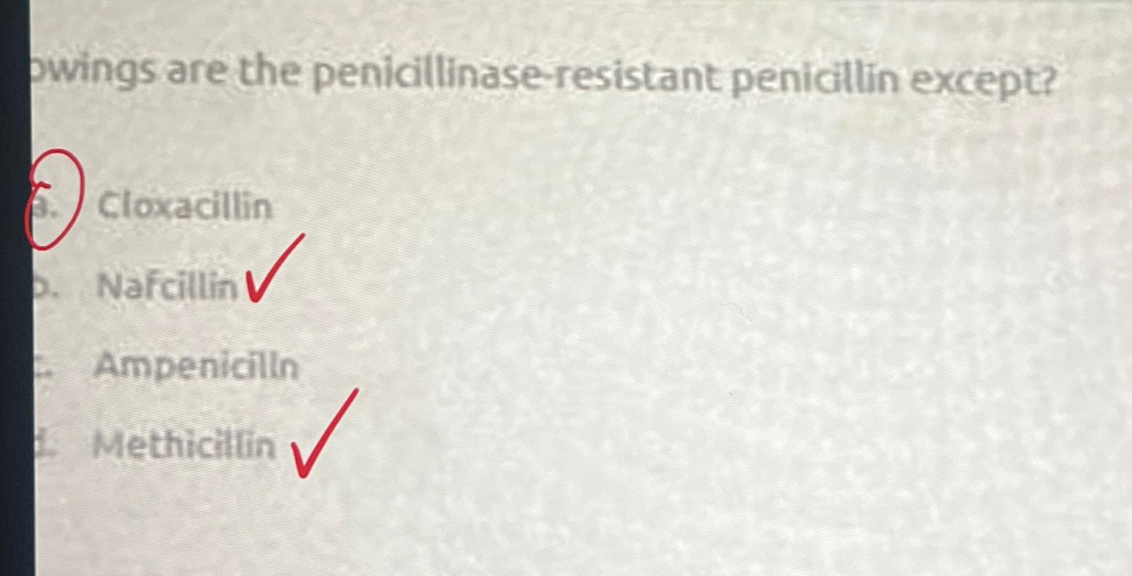 Solved wings are the penicillinase-resistant penicillin | Chegg.com