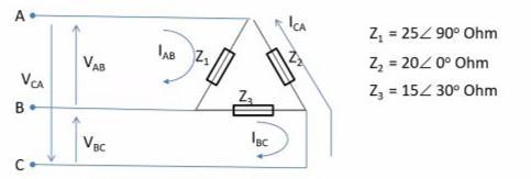 Solved An unbalanced three-phase load, delta connected or | Chegg.com