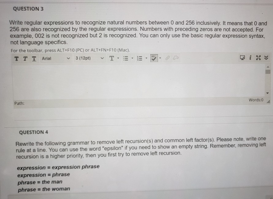 Solved QUESTION 3 Write regular expressions to recognize | Chegg.com