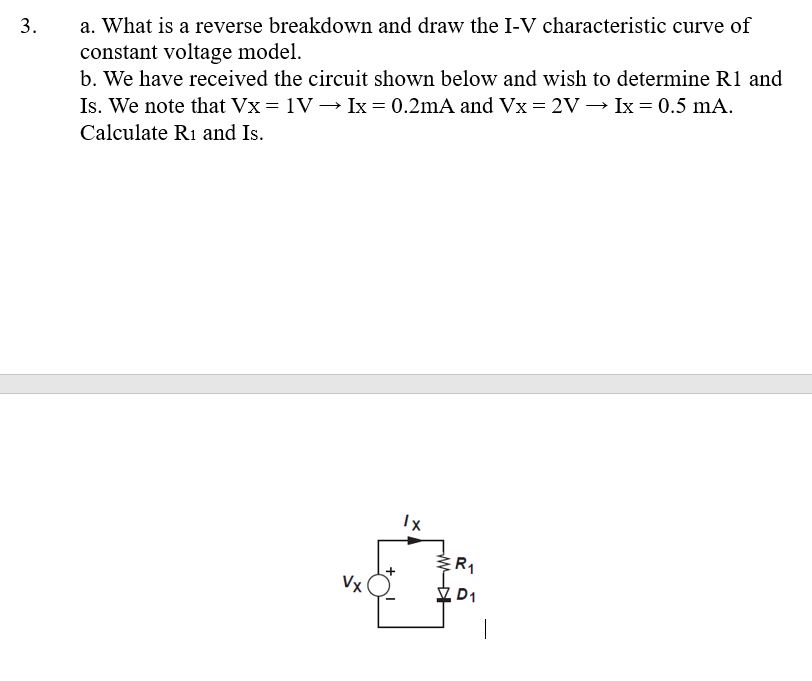 Solved a. ﻿What is a reverse breakdown and draw the I-V | Chegg.com