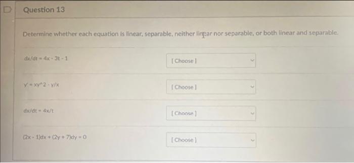 Solved Determine Whether Each Equation Is Linear Separable