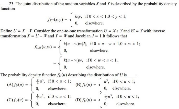 Solved { _23. The joint distribution of the random variables | Chegg.com