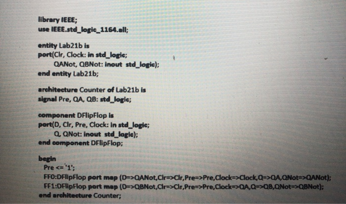 Solved VHDL) Program Overview In Experiment 15, a small VHDL | Chegg.com