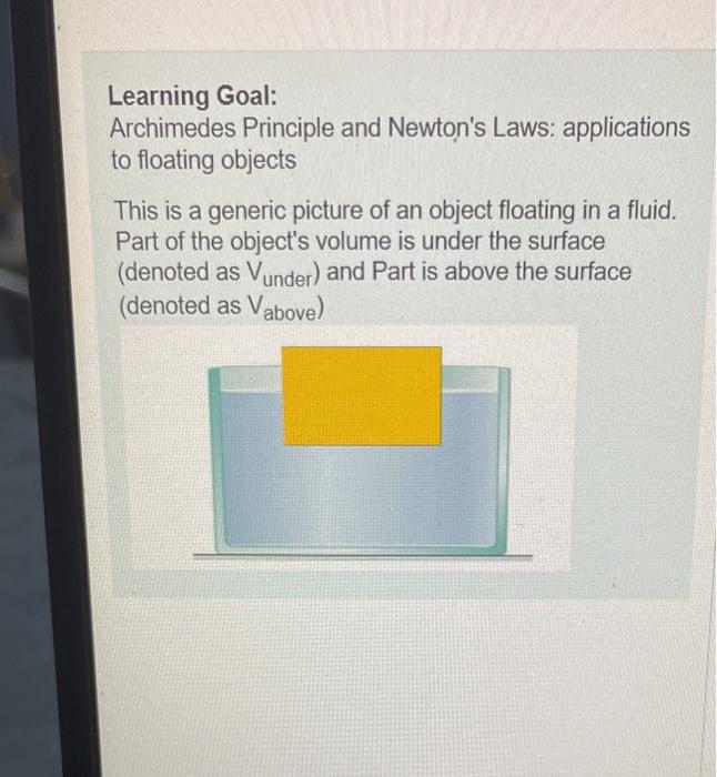 Solved Learning Goal: Archimedes Principle and Newton's | Chegg.com