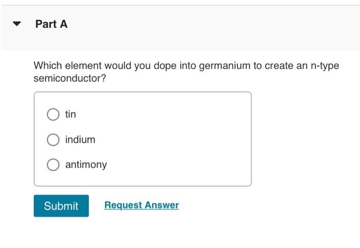 Solved Which element would you dope into germanium to create | Chegg.com