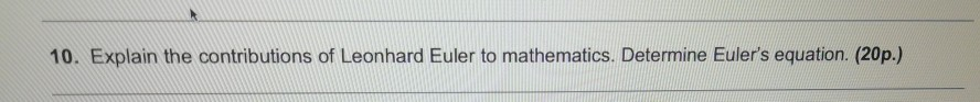 Solved 10. Explain the contributions of Leonhard Euler to | Chegg.com