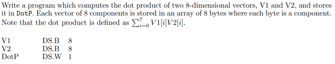 Solved Write a program which computes the dot product of two | Chegg.com