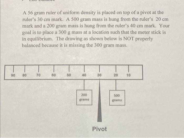 Solved A 56 gram ruler of uniform density is placed on top | Chegg.com